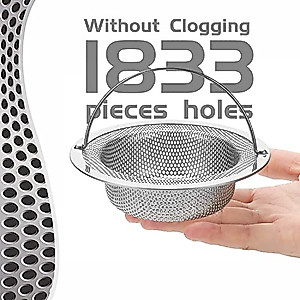 Hot Product Recommendation 2 Pack Kitchen Sink Strainer,4.5 inches Large Wide Rim,Germany 304 Stainless Steel Sink Drain Strainer with Handle Sink Stopper,Basket Strainer