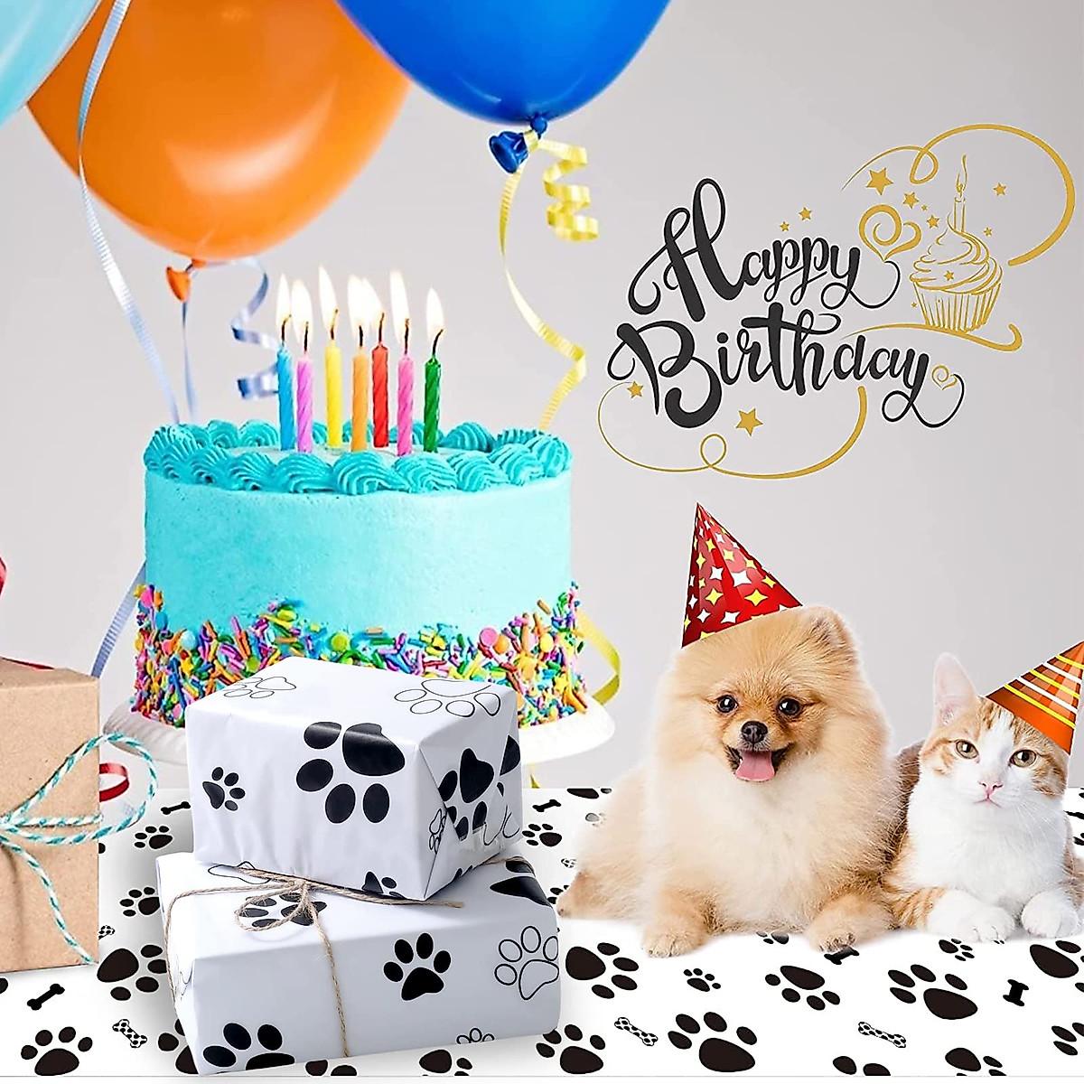 100 Sheets Dog Paw Print Tissue Paper Puppy Paws Gift Wrap Tissue Paper for Gift Bags Wrapping and DIY Crafts (Dog Paw)