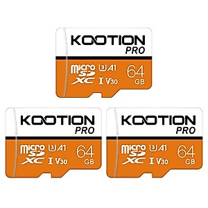KOOTION 3 Pack 64GB Micro SD Card Ultra Micro SDXC Memory Card 64 GB U3 High Speed TF Card R Flash, A1, U3, V30, 64 GB