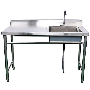 TFCFL Commercial Restaurant Sink Stainless Steel Utility Sink Freestanding Kitchen Sink Kitchen Sinks with Strainer Kitchen Sink Kitchen Sink Bracket Hot And Cold Faucet 2 Compartments (1 Compartment)