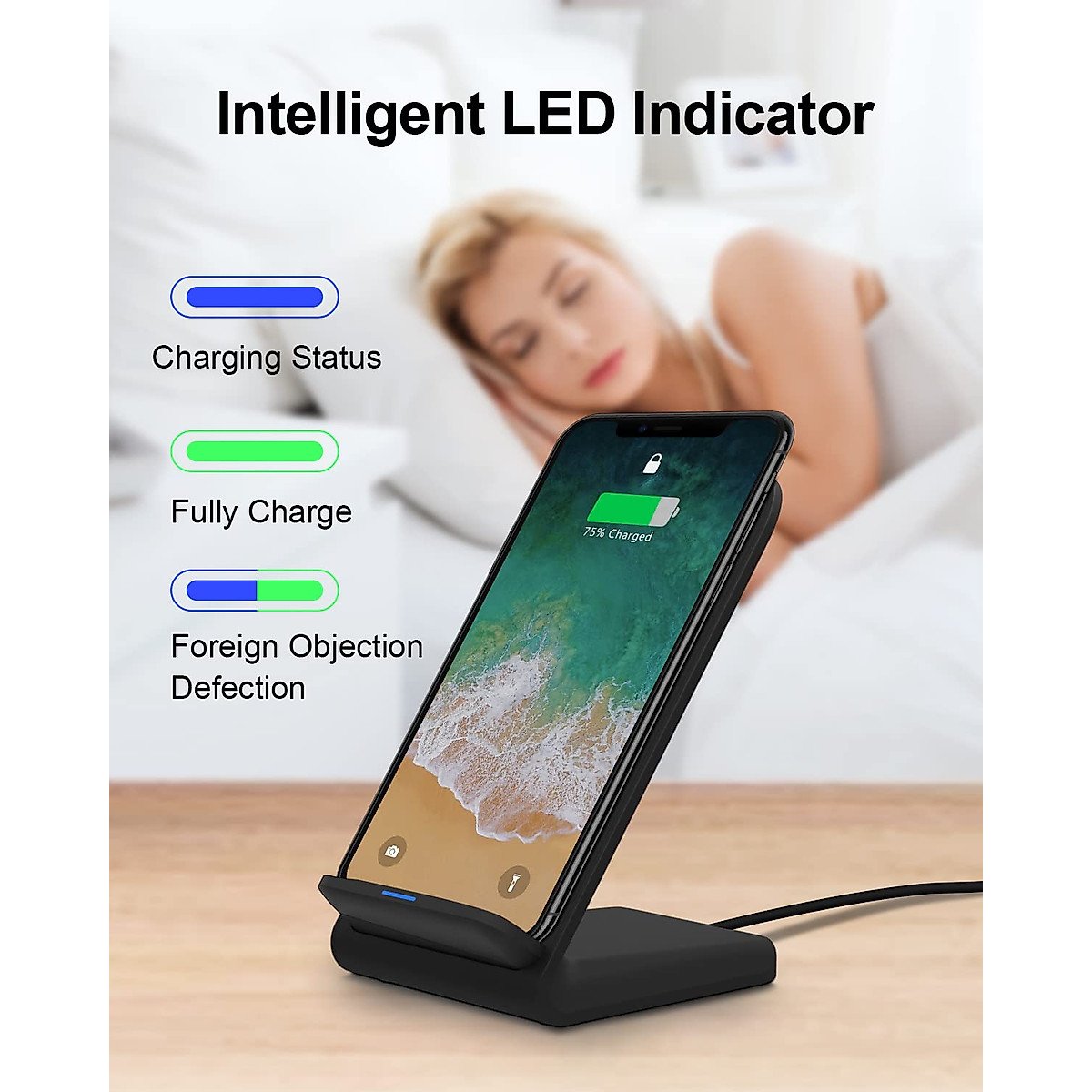 Fast Wireless Charger, Trummul Upgraded 10W Wireless Charging Stand Compatible with iPhone 13 12 11 Pro XR XS 8 Plus Galaxy S22 S21 S10 Note 20 10 Google LG and Other Wireless Charging Phones