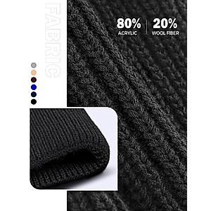 Black Beanie Hats for Men Guys, Warm Winter Hat Snow Skull Caps, Daily Thermal Stocking Caps, Fall Spring Knit Cookies Beanie, Striped Cuffed Beanie for Toboggan Ski Skate Hiking Golf