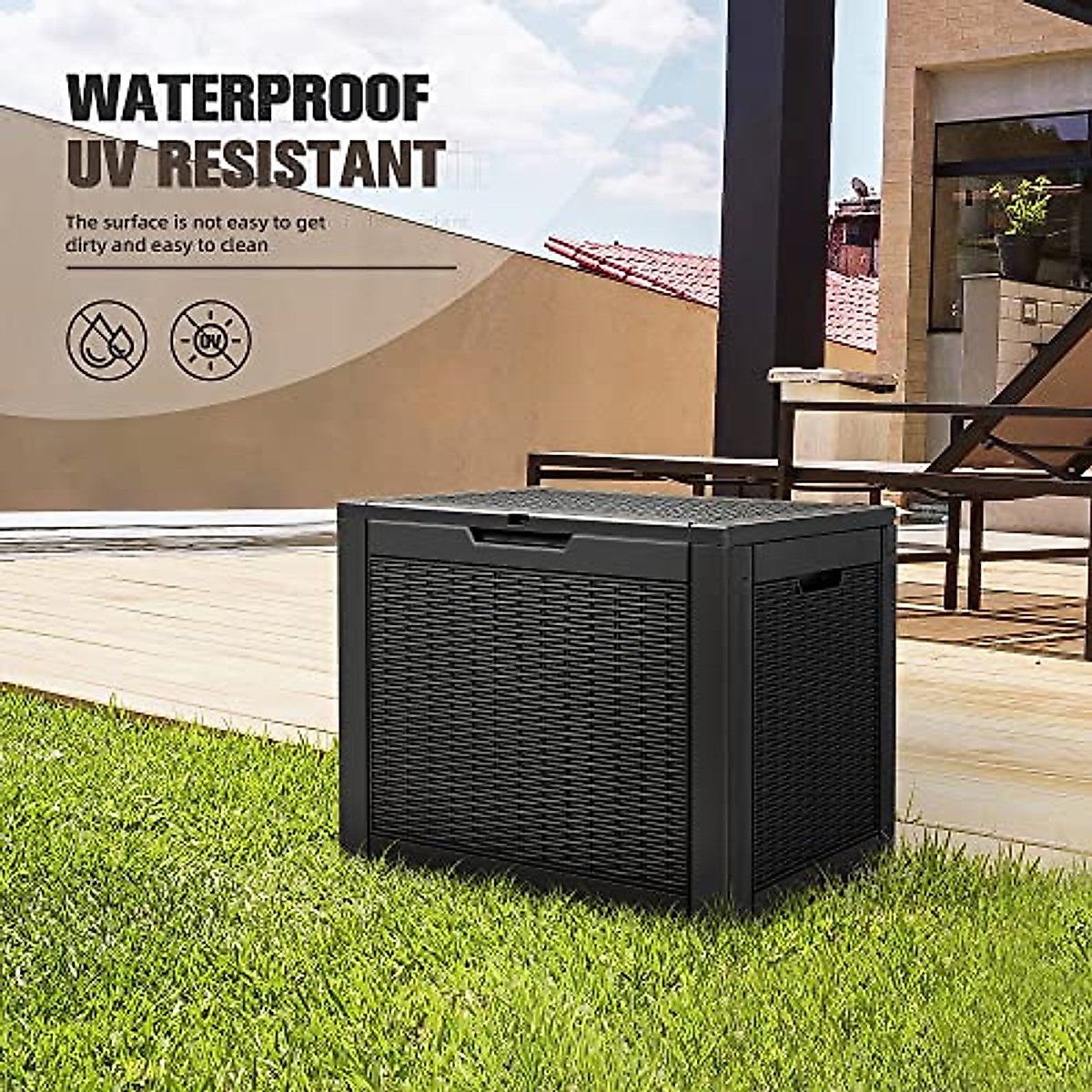 JUMMICO 31 Gallon Resin Deck Box Outdoor Indoor Waterproof Lightweight Storage Box for Outside Patio Furniture Cushions, Pool Toys and Garden Tools