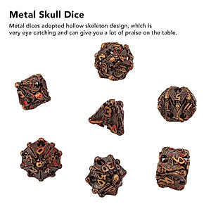 Keenso 7pcs Metal Hollow Dice,Fine Copper Skeleton Polyhedral Metal Dice for Role Playing Board Games