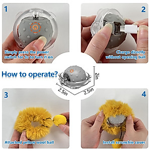 Sofolor Motion Activate Interactive Cat Toys - Automatic Moving Ball Toys for Indoor Cats, Self Rotating Ball with Lights, Electric Cat Mice Toys, USB Rechargeable, Auto On/Off