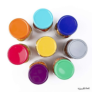 16 Pack Colored Plastic Ball Jar Lids, Kerr - 8 Regular Mouth & 8 Wide Mouth Mason Jar Lids Canning lids for Canning Jars, Reusable Mason Jar Plastic Lids for Yogurt