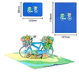 Paper Spiritz Flower Bike Pop Up Card Bicycle Greeting Card Mother's Day Anniversary Pop Up Card Birthday Popup Card Thank You Card Just Because All Occasions-100% Recycled and Eco-Friendly