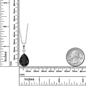 Gem Stone King 925 Sterling Silver Pear Shape Gemstone Birthstone and White Moissanite Necklace | Pear Shape 16X12MM | Teardrop Pendant Necklace for Women | With 18 Inch Chain