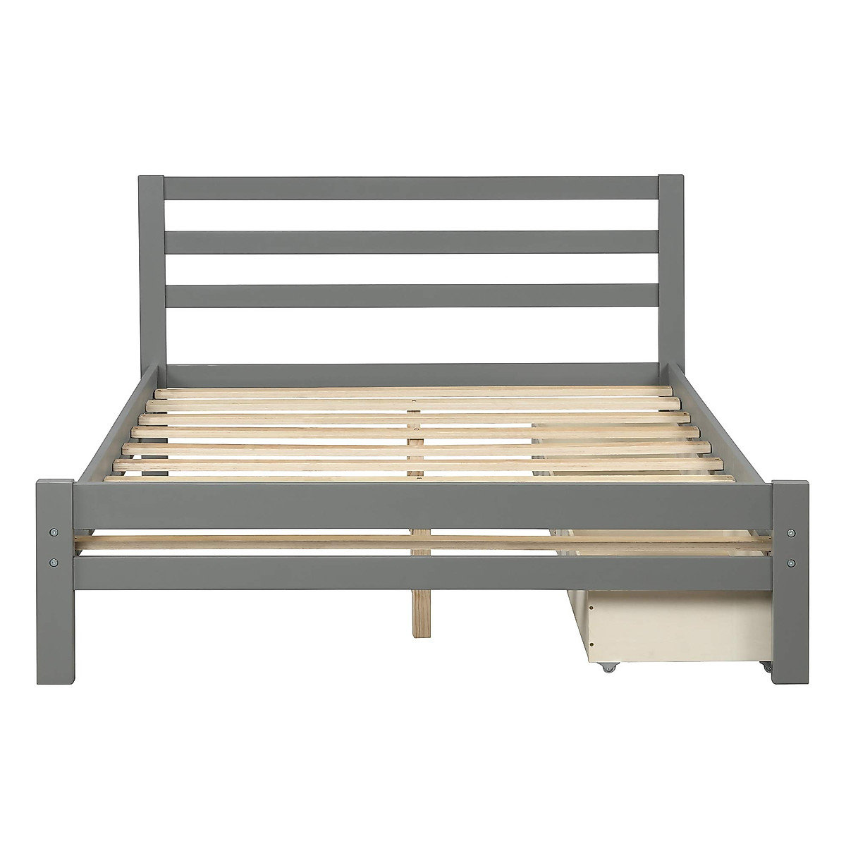 Harper & Bright Designs Full Size Platform Bed with Storage Drawers and Headboard,Footboard, Wooden Full Bed Frame/No Box Spring Needed/Easy Assembly (Gray)