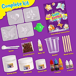 XXTOYS Bath Bombs Science Lab - Create 10 Bath Bombs, Bath Toys for Kids - Great Gifts for Girls Age 8-12, Crafts Kit for Girls, Spa Kit for Girls
