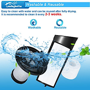Leadaybetter ICZ362H Filter Replacement for Shark ICZ362H / IC160 / IC162 Vertex Pro Powered Lift-Away Cordless Vacuum, Part XFFK160 & XHEPA160, 4 Foam and 2 Round Filters, 1 HEPA Filter
