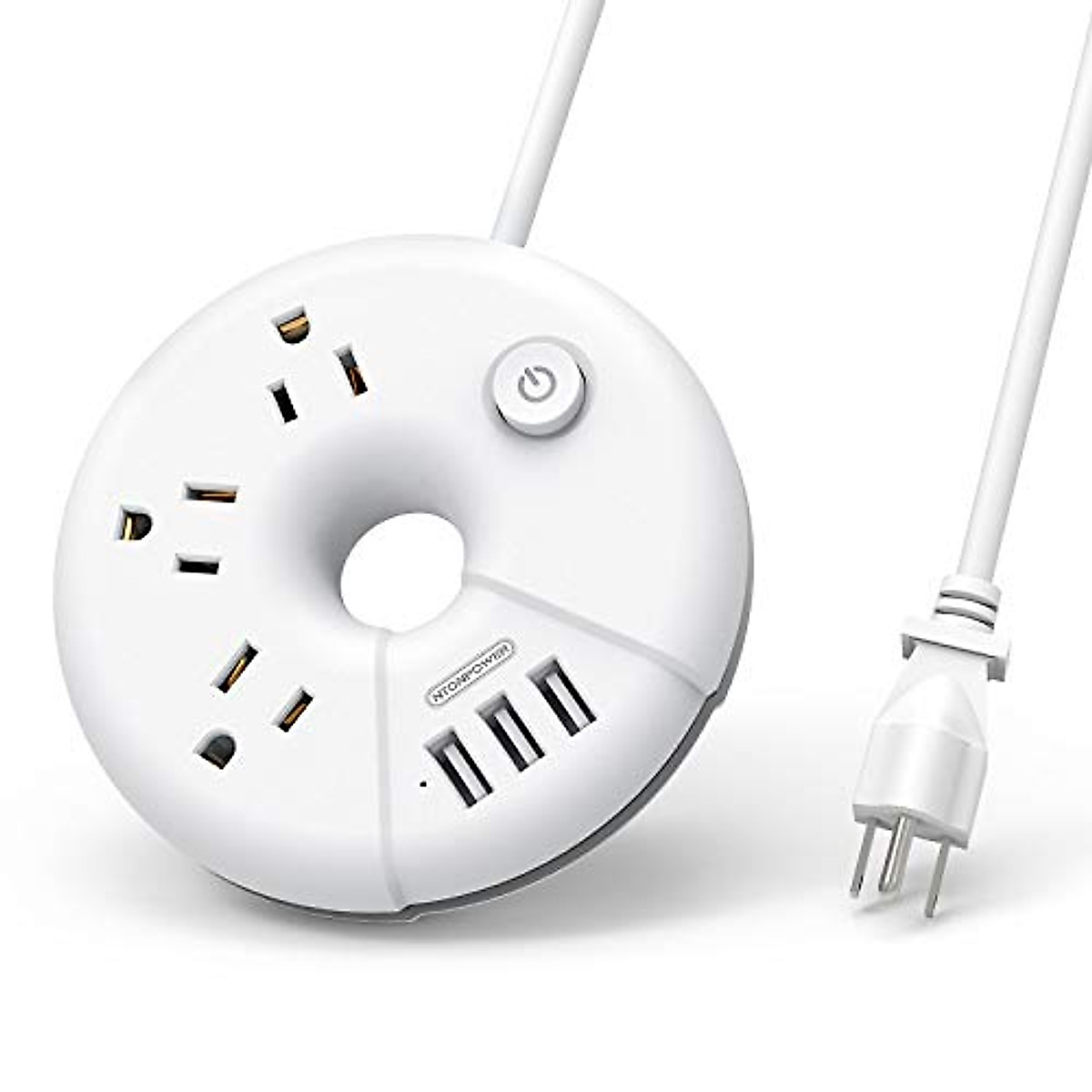 Power Strip Bundle, NTONPOWER Travel Power Strip with 3 Outlets 3 USB 5 ft, 25 ft Flat Plug Extension Cord with 6 Outlets 4 USB Ports, White