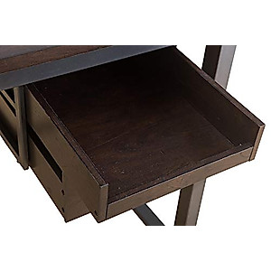 Studio Space 58" Modern Wood, Simple Style Study Laptop Computer Desk Home Office Workstation with Motion Storage Drawer and Metal Frame, Brown