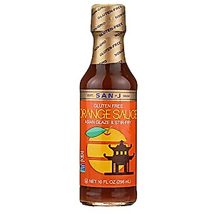 SPICE OF LIFE San-J Gluten Free Stir-Fry & Marinade Sauces, Teriyaki, Orange Sauce, Szechuan, and Thai Peanut - with Make Your Day 4-in-1 Measuring Spoon, 10 Fl Oz, Pack of 4