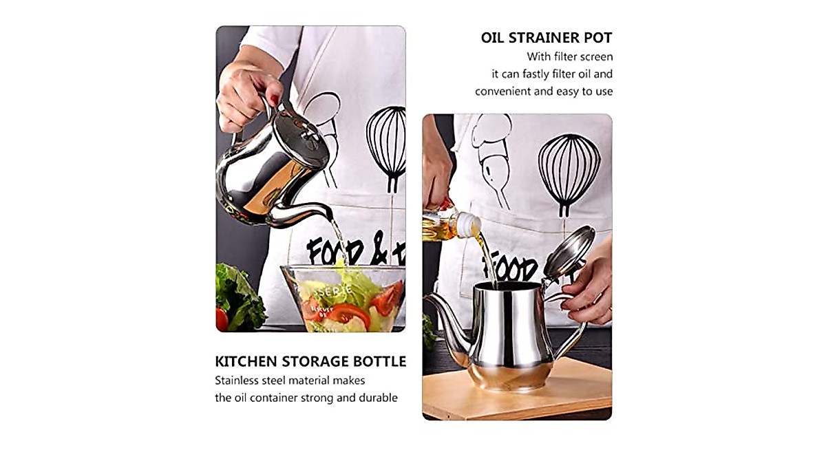 Premium Stainless Steel Oiler with Strainer - 24 oz