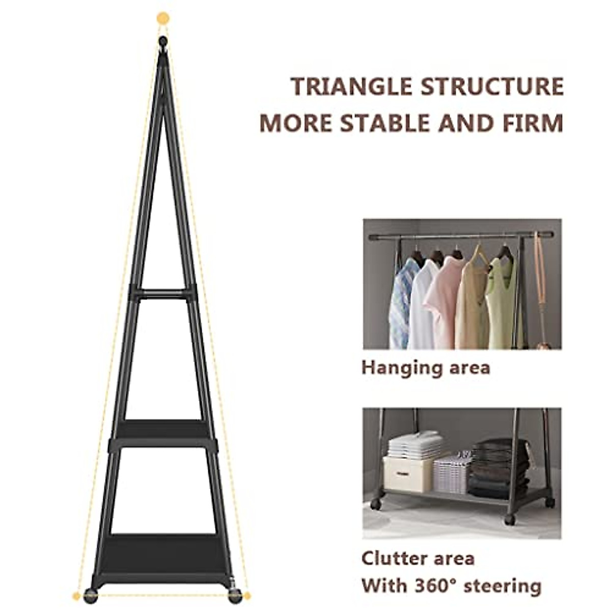 ZSEDP Floor Clothes hat Rack Storage Household Bedroom Clothes Storage Rack Clothes Rack with Wheels