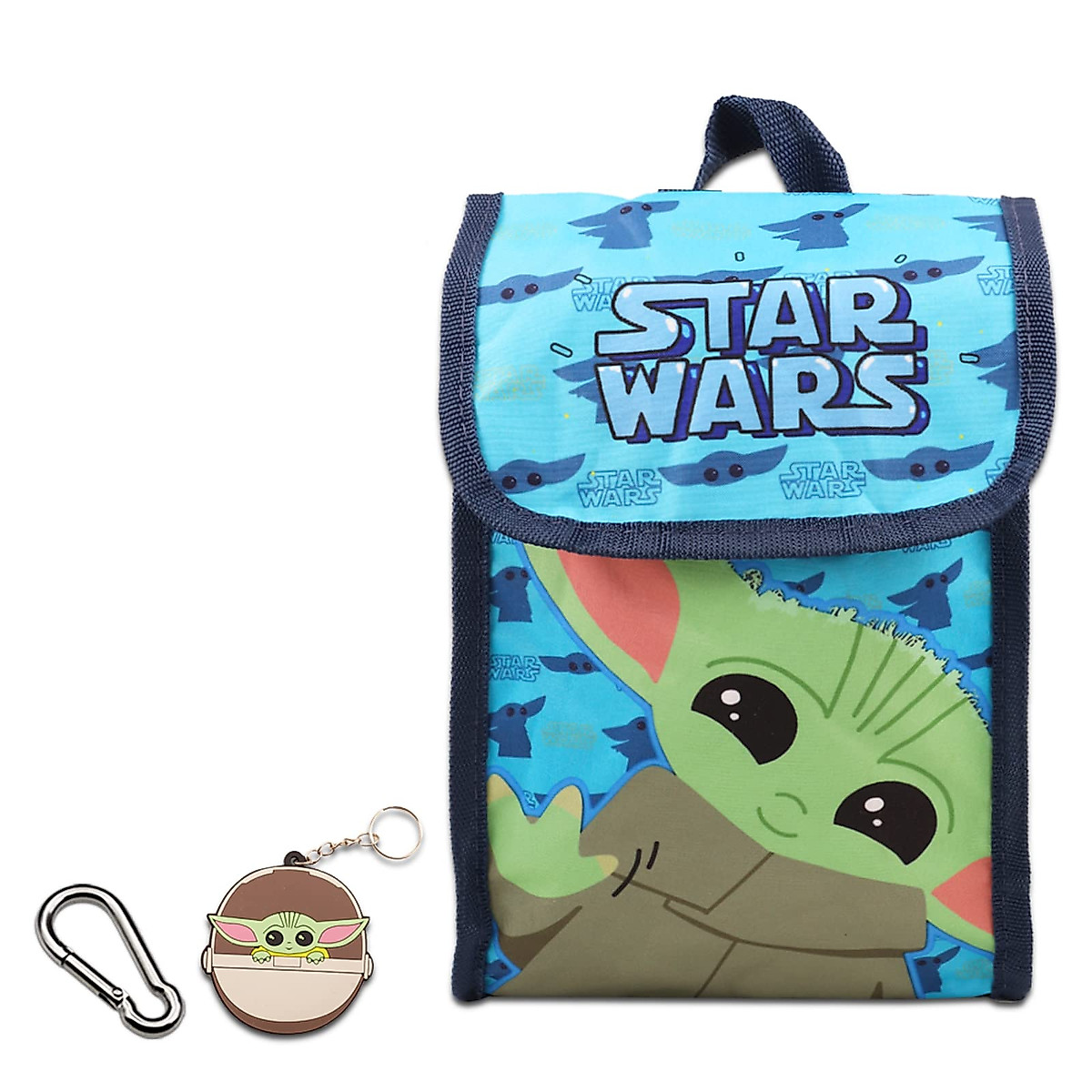 Baby Yoda Backpack with Lunch Box Set - Bundle with Baby Yoda Backpack, Baby Yoda Lunch Bag, Water Bottle, Stickers, Keychain, More | Star Wars Backpack for Boys