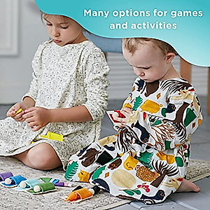 Ulanik Peg Dolls in Balls with Hats & Beds Toddler Montessori Toys for 3 Year Old + Wooden Waldorf Dolls for Learning Color Sorting & Counting — 12 Gnomes, 2 in