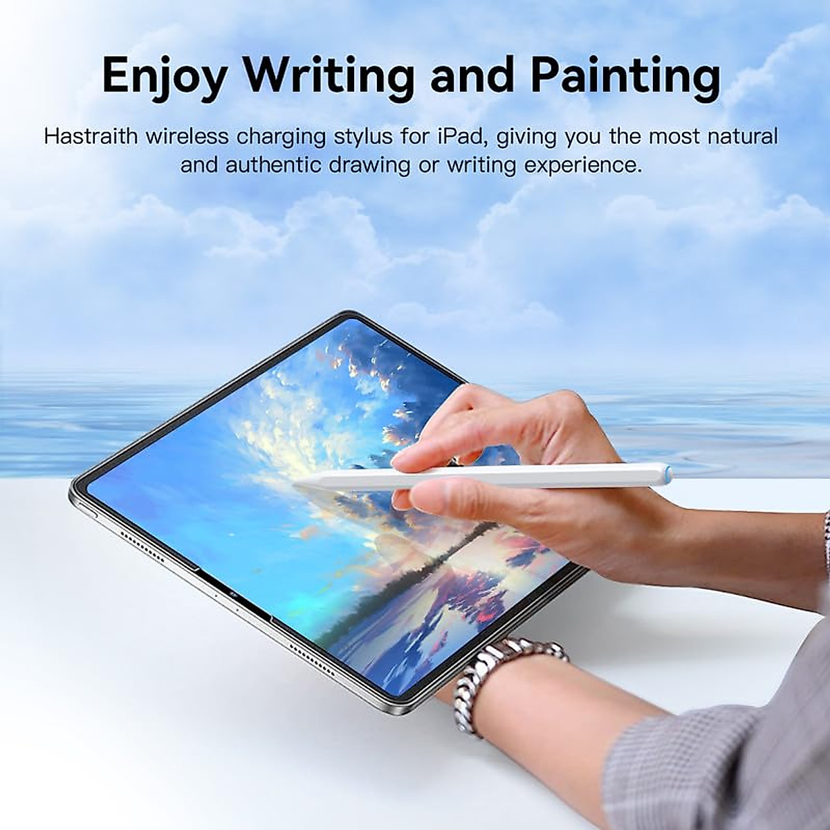 Hastraith Wireless Charging Stylus Pen for iPad, Smart iPad Pencil 2nd Generation with Palm Rejection Tilt Function for Apple iPad Pro 12.9 Inch 3/4/5/6, Pro 11 Inch 1/2/3/4, Air 4/5, Mini 6th Gen