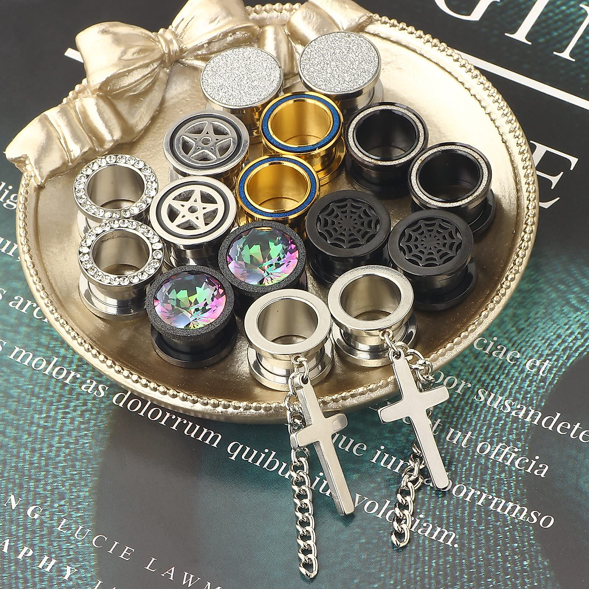 8 Pairs Ear Plug Tunnel Earrings Gauge Star Stretcher Piercing Body Stainless Steel Screw For Women Men 2g-16mm