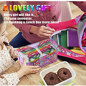 LSSAGOON Butterfly Wings Sequins Backpack with Lunch Bag for Girls Kids Teenage,Lightweight School Bag Set for Elementary Preschool Bookbag, Casual Rucksack for Travel Gift