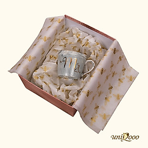 UNIQOOO 40 Sheets Metallic Gold Foil Honey Bee Gift Wrapping Tissue Paper Bulk, Large 20X26 Inch, For Wedding Birthday Baby Shower Party Favor Decor, Gift Bags Box Packaging, DIY Craft Bedding Shred Paper Filler