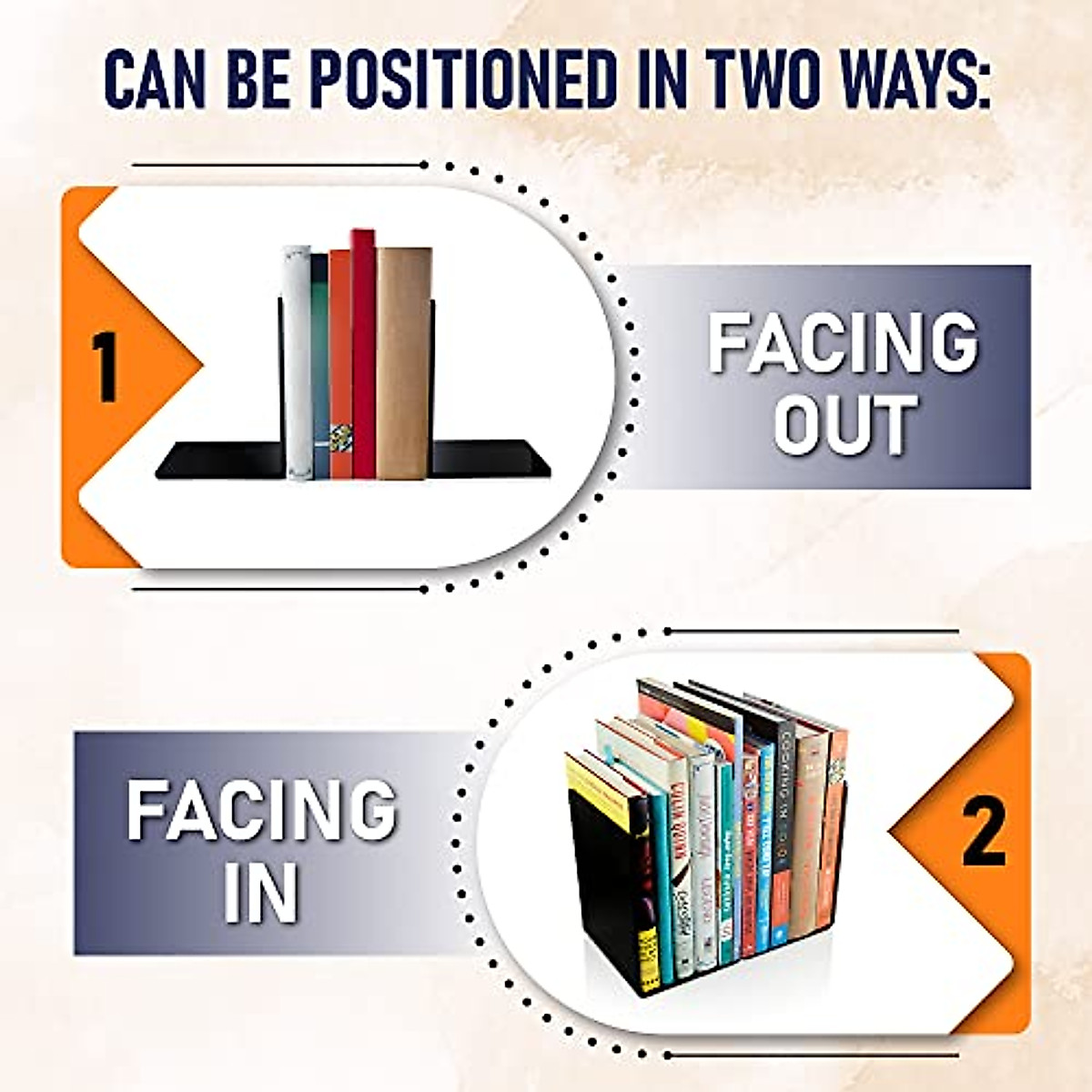 Acrylic Bookends, 2 Pairs of Clear Invisible Book Ends for Shelves, 4mm Heavy Duty Non Skid Book Holders for Books, Movies, DVDs, CDs, Video Games. Book Stopper for Home, Office, Library (Black)