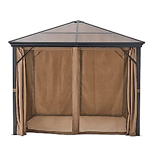 Christopher Knight Home Aruba Outdoor Aluminum Framed Gazebo with Hardtop, 10' x 10', Brown / Black