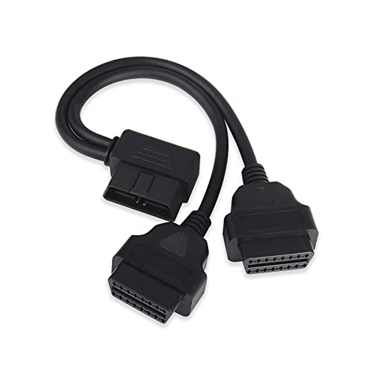 OBD Splitter Adapter, Right Angle 30cm/12 OBD II Splitter Extension Cable Male to Dual Female Y Cable, 16 Pin Cable Male to Dual Female Cord Adapter