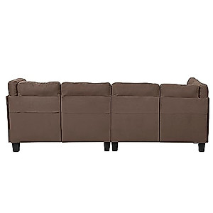 Casa Andrea Milano Modern Sectional Sofa L Shaped Couch with Reversible Chaise, Large Living Room Furniture, Brown