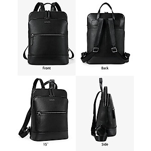 BOSTANTEN Genuine Leather Laptop Backpack Purse for Women Backpack Travel Bag Black