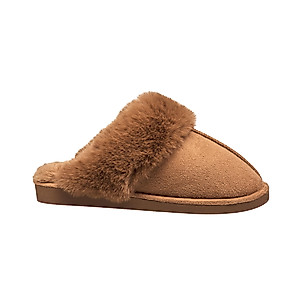 Nine West Scuff Slippers For Women, Extra Soft & Comfortable Winter House Shoes, Tan, Medium 7-8