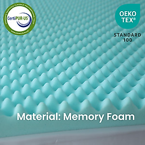 Simple&Opulence 3 Inch Egg Crate Memory Foam Mattress Topper, Cooling Gel Mattress Pad, Convoluted Foam for Promote Airflow and Relieve Pressure Points, CertiPUR-US Certified - Full Size