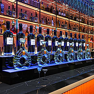 YITAHOME LED Lighted Liquor Bottle Display Shelf, 2-Step 60-inch Bar Liquor Alcohol Shelf for Home Counter Party, Acrylic Mounted Whiskey Rack Stand with Remote & App Control
