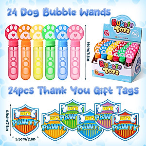 Winrayk 24Pcs Paw Print Bubble Wands for Kids Bubbles Party Favors Mini Bubbles Bulk Valentines Day Easter Goodie Bag Stuffers Christmas Birthday Gift Toy Dog Party Favors Supplies (with 24 Gift Card)