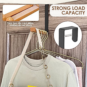 wekunro 2023 New Foldable Wood Over The Door Hooks - Wooden Foldable Coat Hooks, Over The Door Clothes Hanger Hooks, Quality Metal & Wood Material, for Hanging Towels, Clothes, Wreath and Bag (2PCS)