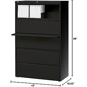 Lorell 60550 Lateral File,5-Drawer,42-Inch x18-5/8-Inch x67-5/8-Inch,Black