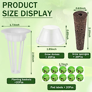 DECYOOL Garden Seed Pods, 48pcs Hydroponic Pods Kit:Grow Anything Kit with 12 Grow Baskets,12 Grow Sponges, 12 Pod Labels,12 Grow Domes