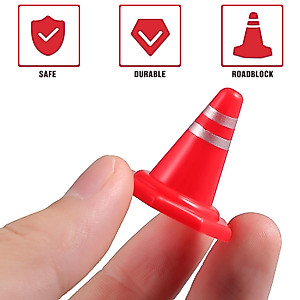 Toddmomy 50pcs Miniature Traffic Safety Cones with Reflective Collars Unbreakable PVC Orange Construction Cones for Micro Landscape Sand Table Toy