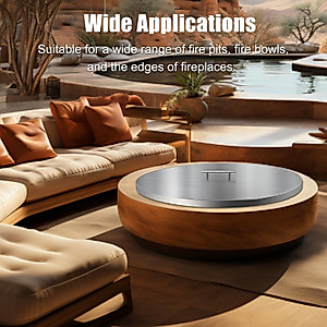 Dardoo Fire Pit Lid Stainless Steel 34'' Fire Pit Cover Round with Handle Thick Burner Cover Suitable for Round Burner Pan