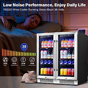 Yeego 30 inch Beverage Refrigerator, Two 15" Dual Zone Beverage Coolers Bundle Hold 160 Cans Beverage Fridge under Counter Beer Fridge for Drink Soda Wine Built-In or Freestanding