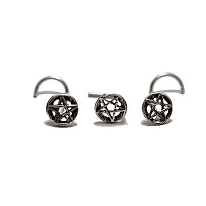 Pentacle Nose Stud, Sterling silver nose stud/nose screw, Jewelry Nose Stud, Body Piercing Jewelry, Body Jewelry, nose stud(18g Right Screw)