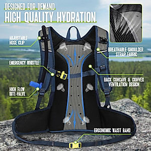 Multipurpose Hydration Backpack with 3L Water Bladder, High Flow Bite Valve, Perfect Water Backpack 18L for Hiking, Cycling