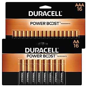 Duracell Coppertop AA + AAA Batteries Combo Pack with Power Boost Ingredients, 16 Count Double A & Triple A Battery with Long-Lasting Power, Alkaline Battery - 32 Count Total