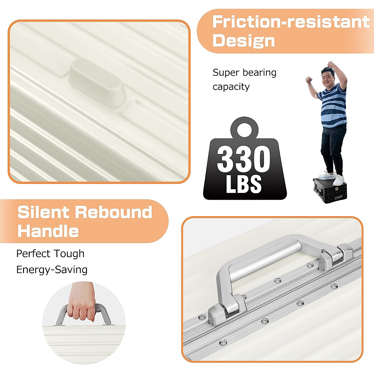 AnyZip Luggage Aluminium Frame Suitcase PC ABS Hard Shell TSA Lock No Zipper 24In White