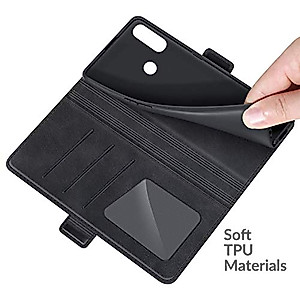 HualuBro Oppo Reno6 5G Case Wallet, Premium PU Leather Magnetic Full Body Shockproof Stand Folio Flip Case Cover with Card Holder for Oppo Reno 6 5G Phone Case - Black