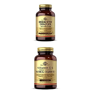 Solgar Quercetin Complex with Ester-C Plus, 100 Vegetable Capsules - 50 Servings + Solgar Vitamin D3 (Cholecalciferol) 250 MCG (10,000 IU), 120 Softgels - Immune System Support