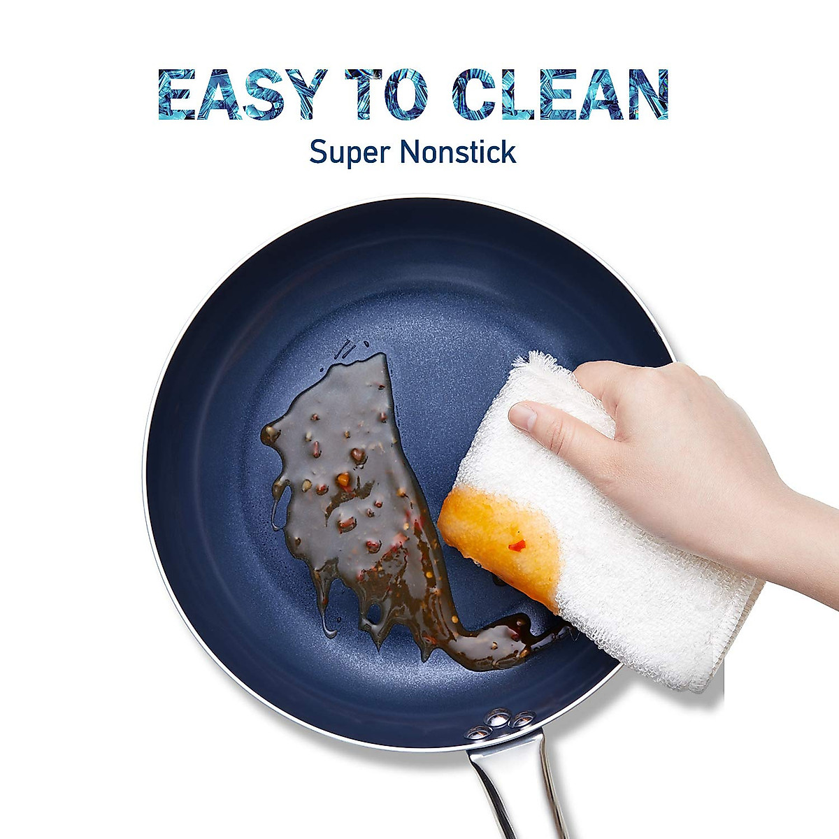 8 Inch Frying Pan Nonstick with Lid, Nonstick Pan with Lid, Small Frying Pan with Lid, Non Stick Frying Pan with Diamond Coating, Ceramic Frying Pan Nonstick, Small Skillet Nonstick, Blue