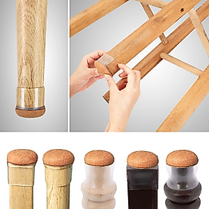 16 Pack Chair Leg Floor Protectors for Hardwood Floors, Round Rubber Furniture Sliders, 360°Felt Pad Bottom Wrapped Thickening Silicone Furniture Legs Caps Covers(Square,Clear-Brown-XL)