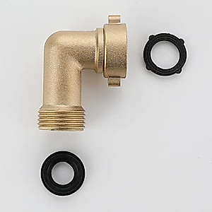 Garden Hose Elbow Connector 90 Degree Brass Hose Elbow Hose Adapter 3/4" Elbow- Eliminates Stress and Strain On RV Water Intake Hose Fittings,FHT x 3/4" MHT (1, 90)